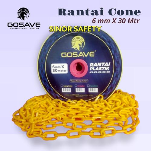 Jual Plastic Chain RANTAI PLASTIK SAFETY TRAFFIC CONE KUNING 6MM X ...