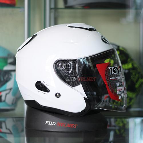 Jual Helm KYT Kyoto R Solid White Half Face KYT Kyoto Putih Polos ...