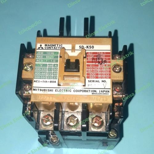 Jual CONTACTOR KONTRAKTOR MITSUBISHI SD-K50 3 PHASE 80A 120-125VDC ...