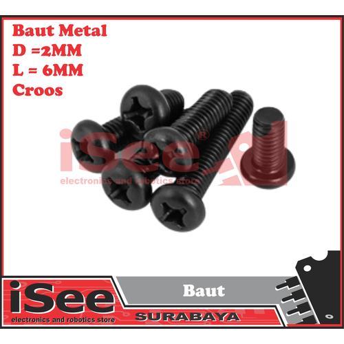 Jual Baut 2mm M2x6 M2 2x6mm 6mm Black Round besi metal Screw Round ...