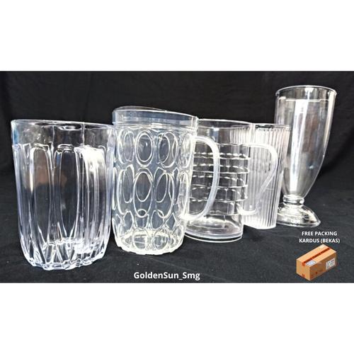 Jual GELAS PLASTIK/GELAS APEL/GELAS BAMBU/GELAS BIR/GELAS GARIS/GELAS ...