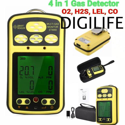 Jual Gas Detector Smart Sensor ST8990 H2S O2 CO LEL Multi 4in1 EX ...