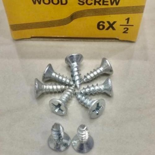 Jual sekerup kayu 1.2cm skrup sekrup baut cacing Wood screw 1/2 x 6 ...