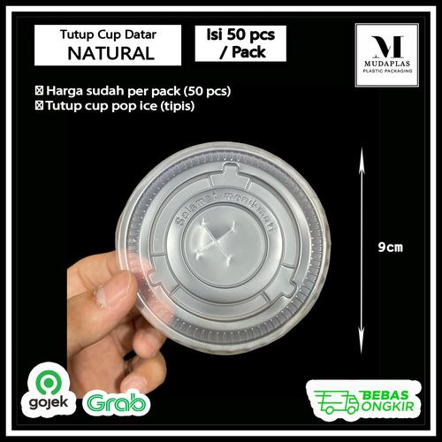 Jual Lid Tutup Cup Gelas Plastik Pop Ice Dome Datar Bening isi 50 pcs ...