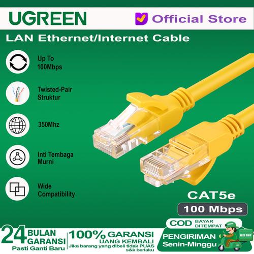 Promo UGREEN Kabel LAN RJ45 Cat 5e UTP Gigabite Ethernet 100Mbps 1M 5M ...
