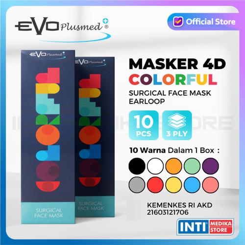 Promo EVO Plusmed - Masker 4D Duckbill 3ply COLORFUL Earloop | Surgical ...