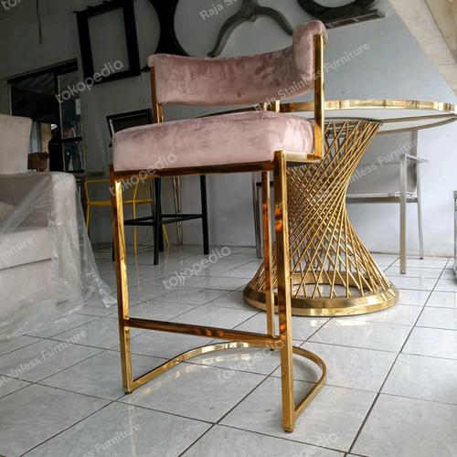 Jual BAR STOOL STAINLESS GOLD MODERN MINIMALIS - KURSI CAFE MODERN ...