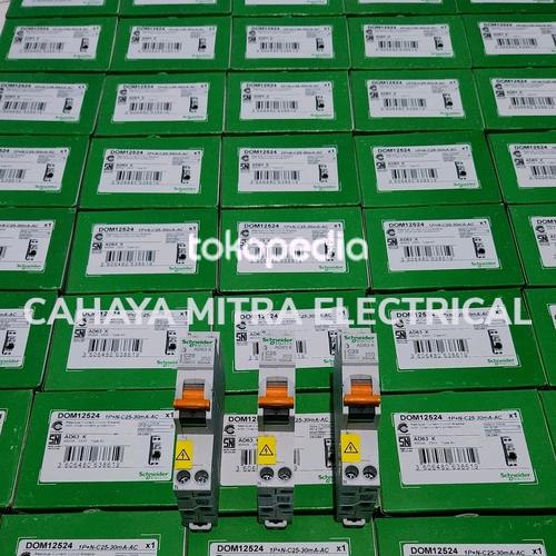 Jual RCBO / ELCB SLIM DOMAE SCHNEIDER 1P+N -25A-30mA DOM12524 NEW ORIGINAL - 6 Amper - Jakarta ...
