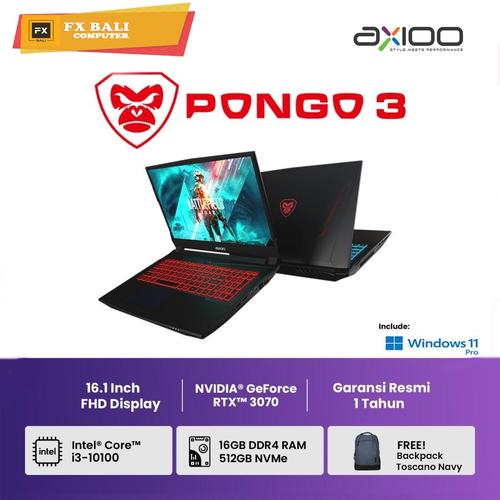 Jual AXIOO PONGO 3 Core i3 10100 16GB 512GB RTX 3070 8GB W11 Pro Black ...
