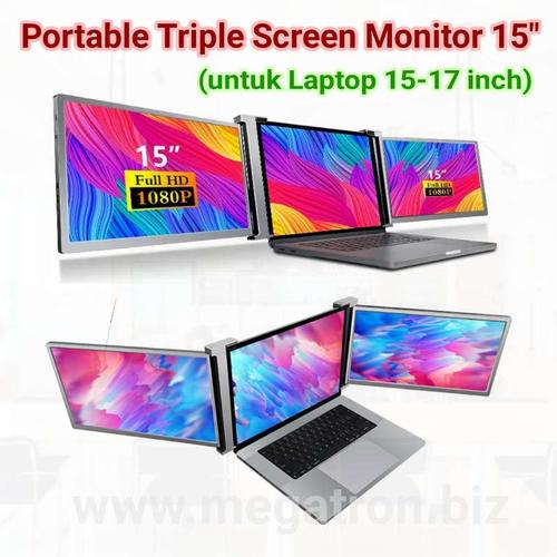 Jual Portable Triple Screen Monitor 15 inch (cocok utk laptop 15" - 17 ...