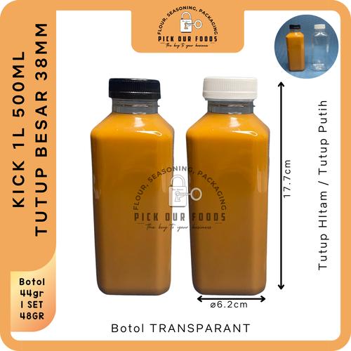 Jual Botol Kick Square 500 ml (Kotak) / Botol Plastik 500ml SUPER TEBAL PET - 44 Gram, Hitam ...