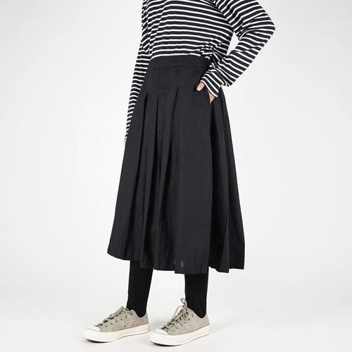 Promo Kepomp Rok Pleated Midi Skirt Flare Linen Plain Umbrella Premium ...