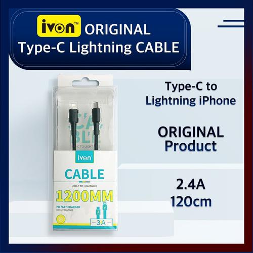 Jual IVON ORIGINAL Kabel Data Apple Type C Lightning Cable Charging ...