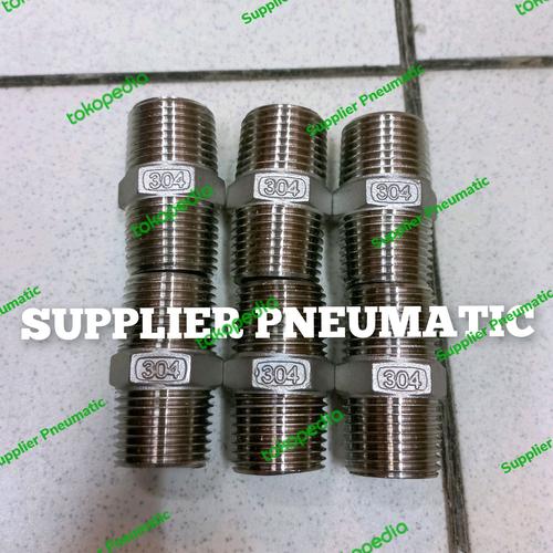 Jual DOUBLE NIPPLE STAINLESS STEEL SS 304 1" NEPEL SOCK DRAT LUAR 1 INCH - Jakarta Barat ...