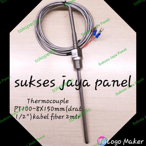 Jual Thermocouple sensor panas PT100-8×150mm max 400°c drat 1/2" kbl ...