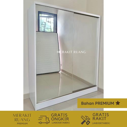 Jual Lemari Pakaian Full Cermin Sliding 2 Pintu Premium Bahan Plywood ...