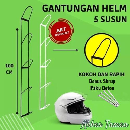 Jual Gantungan Helm Besi Dinding / Tempat Gantungan Helm 5 Susun - Putih, 5 Susun 100cm - Kab ...