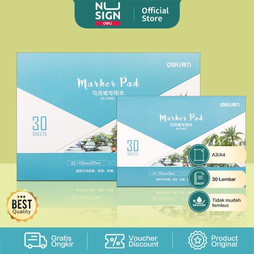 Promo Deli Marker Pad / Sketch Book Kertas Gambar Spidol A4 30 Lbr ...
