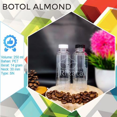 Jual BOTOL ALMOND 250 ML BERAT 13 gram +TUTUP - Hitam, plastik ...
