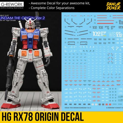 Jual HG RX-78-2 THE ORIGIN G-rework Water Decal Gundam Grework Ghost ...
