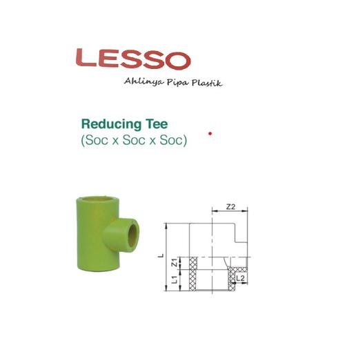 Jual Reducing Tee Merk PPR-LESSO - 11/2" x 1/2" - 11/2" x 1/2 ...
