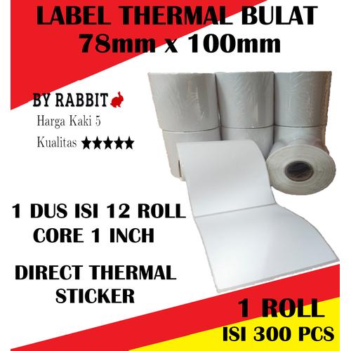 Jual LABEL THERMAL 78 X 100 KERTAS STICKER BARCODE 78x100 mm Isi 300 ...