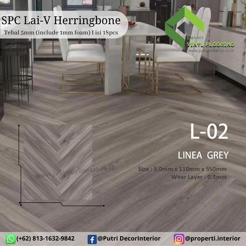 Jual SPC herringbone LaiV type L02. Linea Grey - tebal 5mm (+foam 1mm ...