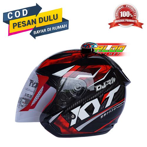 Jual helm KYT half face / KYT DJ MARU #15 BLACK RED / ORIGINAL DJMARU ...
