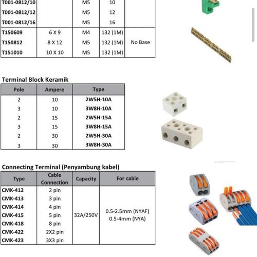 Jual Terminal Block Keramik 2W5H-10A, 2W5H-15A. 2 Pole. FORT - Kota ...
