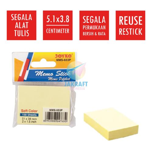 Promo Kertas Sticky Note JOYKO MMS-653P Soft Color isi 100 Memo Stick ...