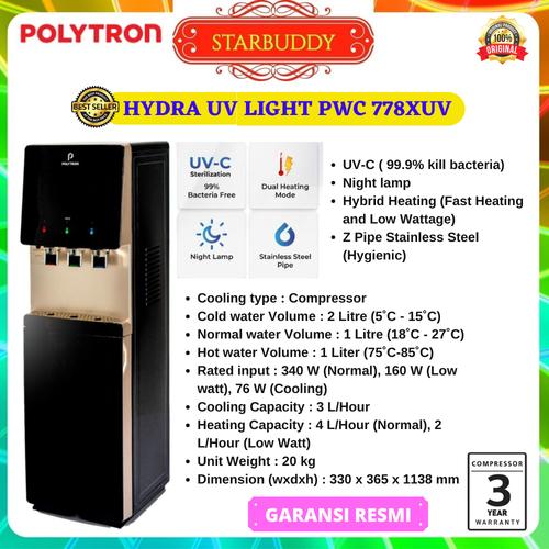 Jual DISPENSER POLYTRON PWC 778 XUV, 778 XUV GALON BAWAH HYDRA UV LIGHT ...