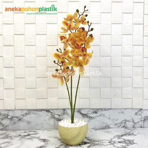 Jual Tanaman Hias Bunga Anggrek X3 Kuning Bintik Vas Melamine Pajangan ...