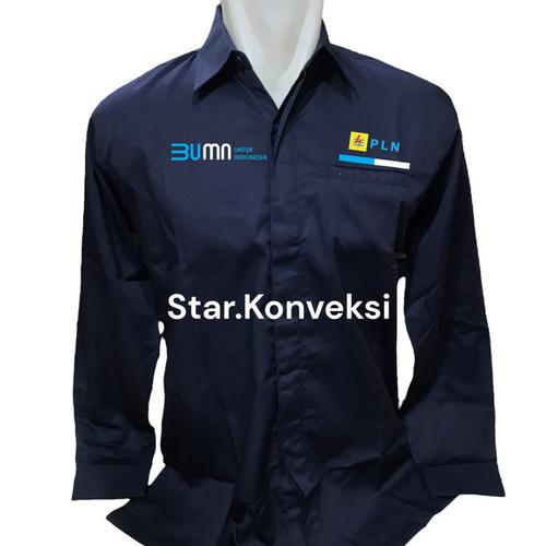 Jual Seragam Dinas Kerja Kemeja Baju BUMN PLN Biru Navy Laki-Laki ...