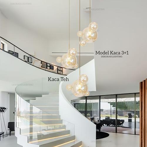 Jual lampu gantung gold void 3in1 kaca modern ruang tamu kop 95cm - model mix, Kaca Susu ...