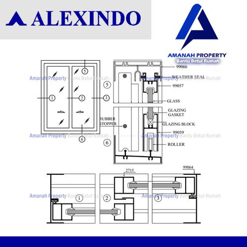 Jual Bahan Jendela Sliding Alumunium ALEXINDO Batangan Jendela Geser ...