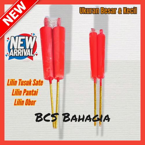 Jual Lilin Obor Bambu Warna Merah Isi 1 Pasang / Lilin Pantai Tusuk ...