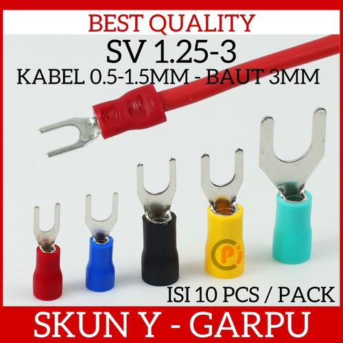 Jual Isi 10 Pcs Skun Y Garpu Kabel 1.5mm Terminal Tipe SV 1.25-3 Baut 3mm - Biru - Kota Medan ...