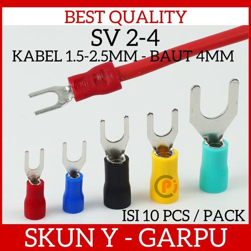 Jual Isi 10 Pcs Skun Y Garpu Kabel 2.5mm Ke Terminal Tipe SV 2-4 Baut 4mm - Hitam - Kota Medan ...