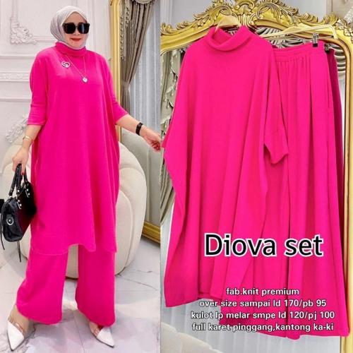 Jual Diova Set Setelan Wanita Dewasa Long Tunik Dan Celana Bahan Knit ...