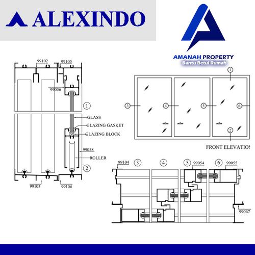 Jual Bahan Pintu Sliding Alumunium ALEXINDO Batangan Pintu Geser - REL ...