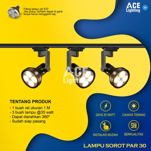 Jual Paket lampu sorot rel track 35 w isi 3 lampu corong spotlight 35 ...
