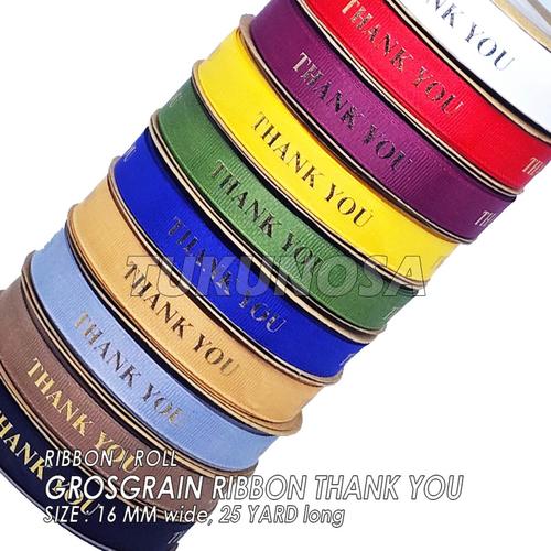 Jual GROSGRAIN RIBBON THANK YOU 16 MM / ROLL PITA HAMPERS PITA KADO ...