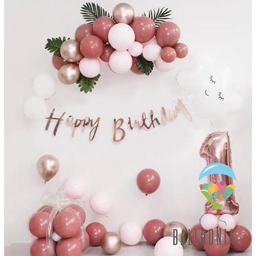 Jual SET Foil Balloon Maroon Retro Birthday / Dekorasi Balon Ultah ...