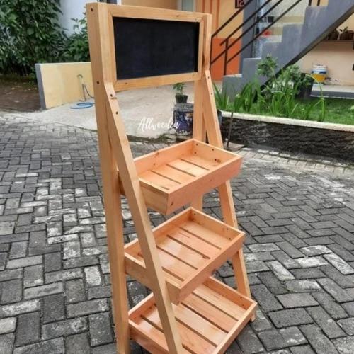 Jual rak display kayu 3 penyimpanan dengan papan tulis - Kota ...