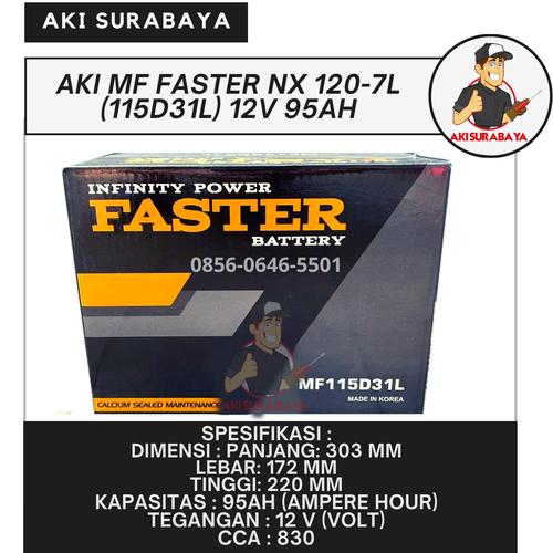 Jual Aki MF Faster NX 120-7L12v 95Ah 115D31L Aki PAJERO SPORT LAND ...