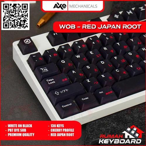 Jual Keycap - Keycaps - Cherry - White On Black - Red Japanese - Pbt ...