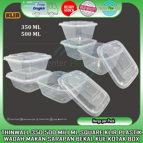 Jual THINWALL SQUARE KLIR 350 500 ML MILI KOTAK TEMPAT PENYIMPANAN KUE - 350 ml, 1 Pack - Kota ...