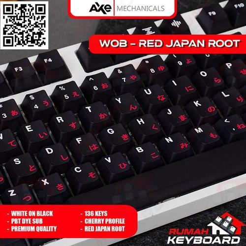 Jual Keycap - Keycaps - Cherry - White On Black - Red Japanese - Pbt ...