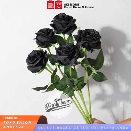 Jual Bunga Mawar Hitam / Bunga Plastik Tanaman hias Artificial mawar ...
