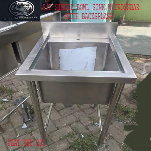 Jual Stainless Steel 304 Single Sink table w/crossbar w/Backsplash ...